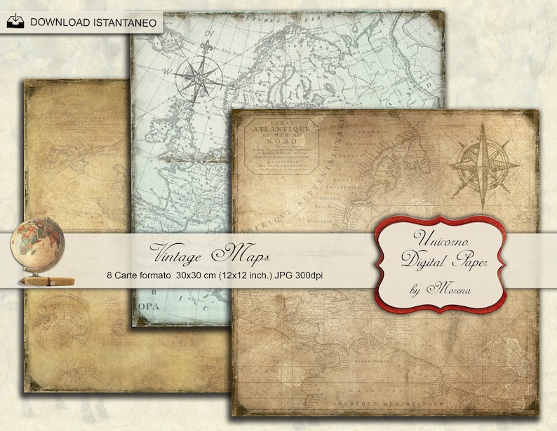 VINTAGE WORLD MAPS Digital Paper Scrapbook Grunge Maps - Etsy