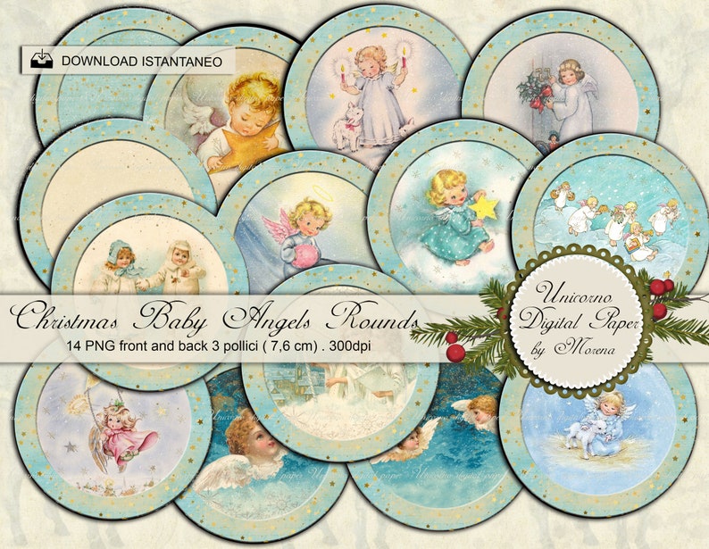 Christmas Baby Angels Rounds Circles 3 Inch. PRINTABLE - Etsy