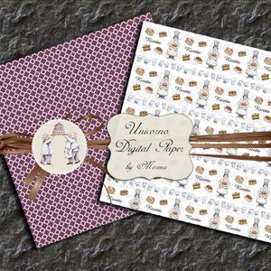 Cook Printable Scrapbook, Cooking Scrapbook Paper, Cook Digital Paper ...