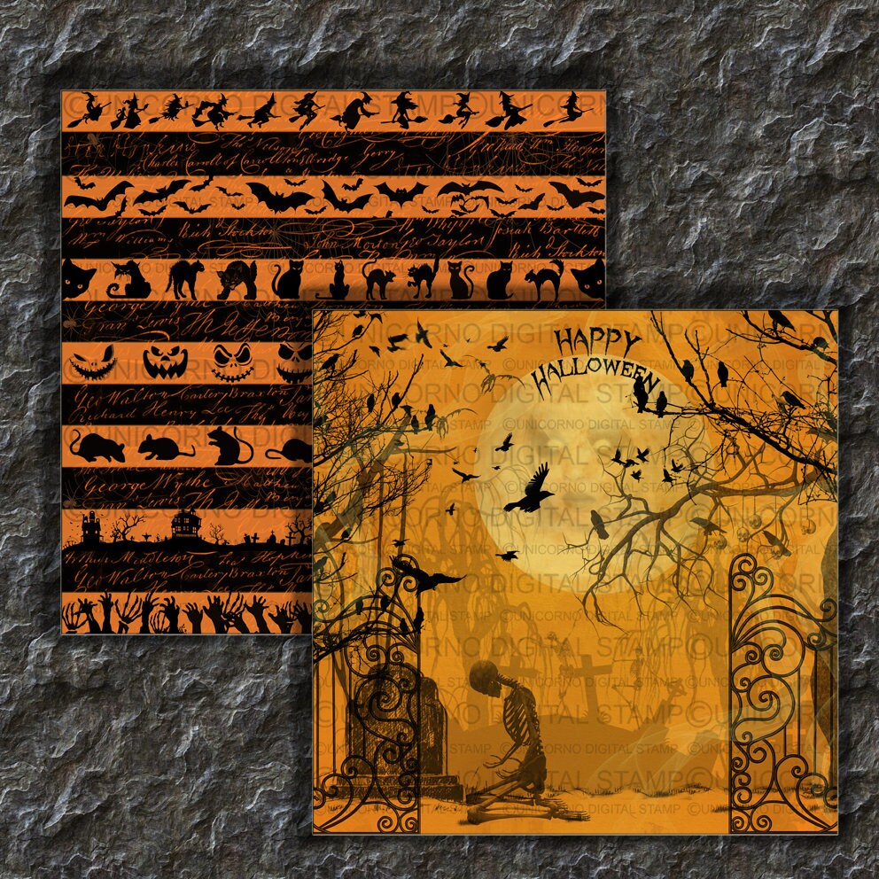 HALLOWEEN SCRAPBOOK Halloween Decorations Digital Paper for - Etsy