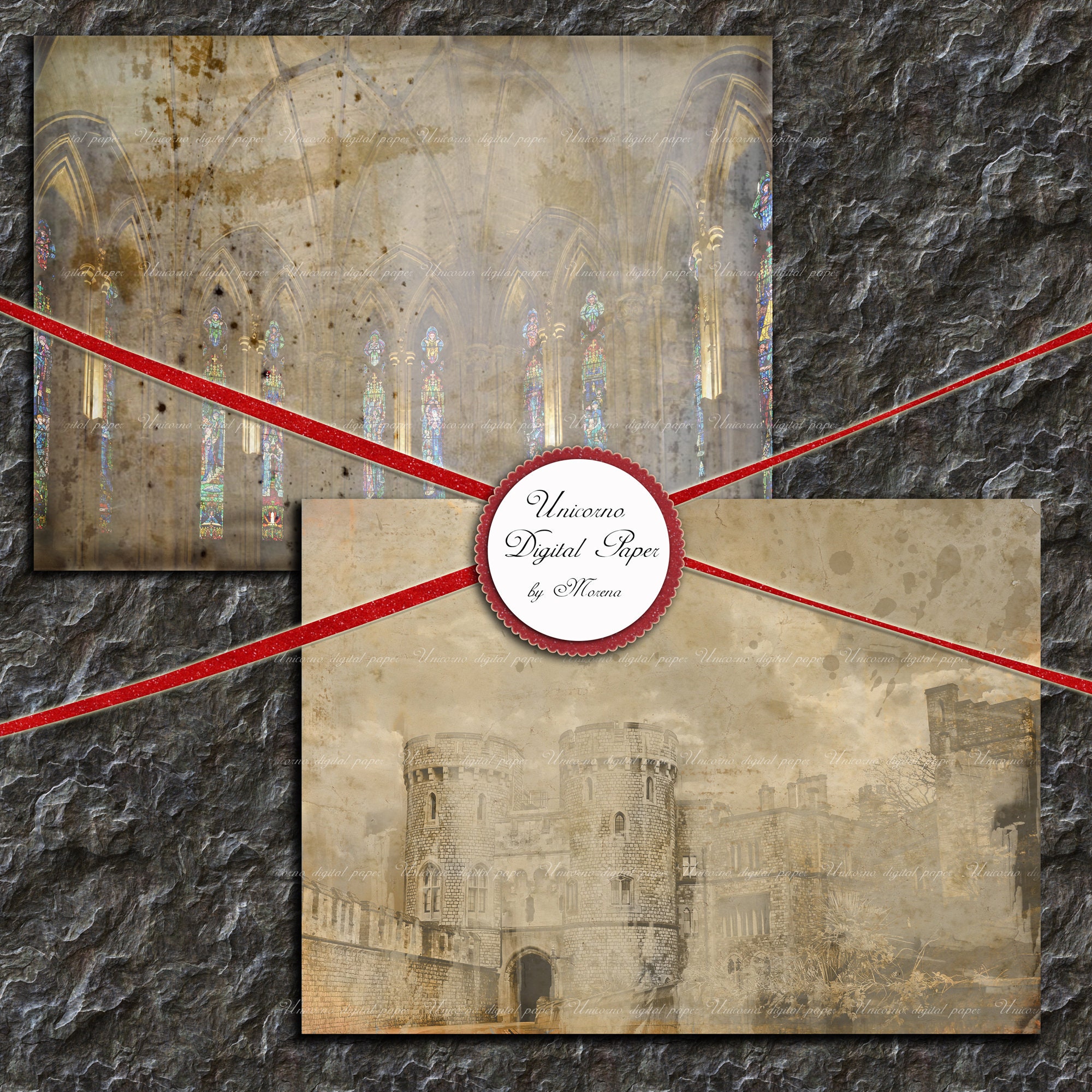 VINTAGE CASTLE Digital Paper, Scrapbook Paper, Gothic Printables - Etsy