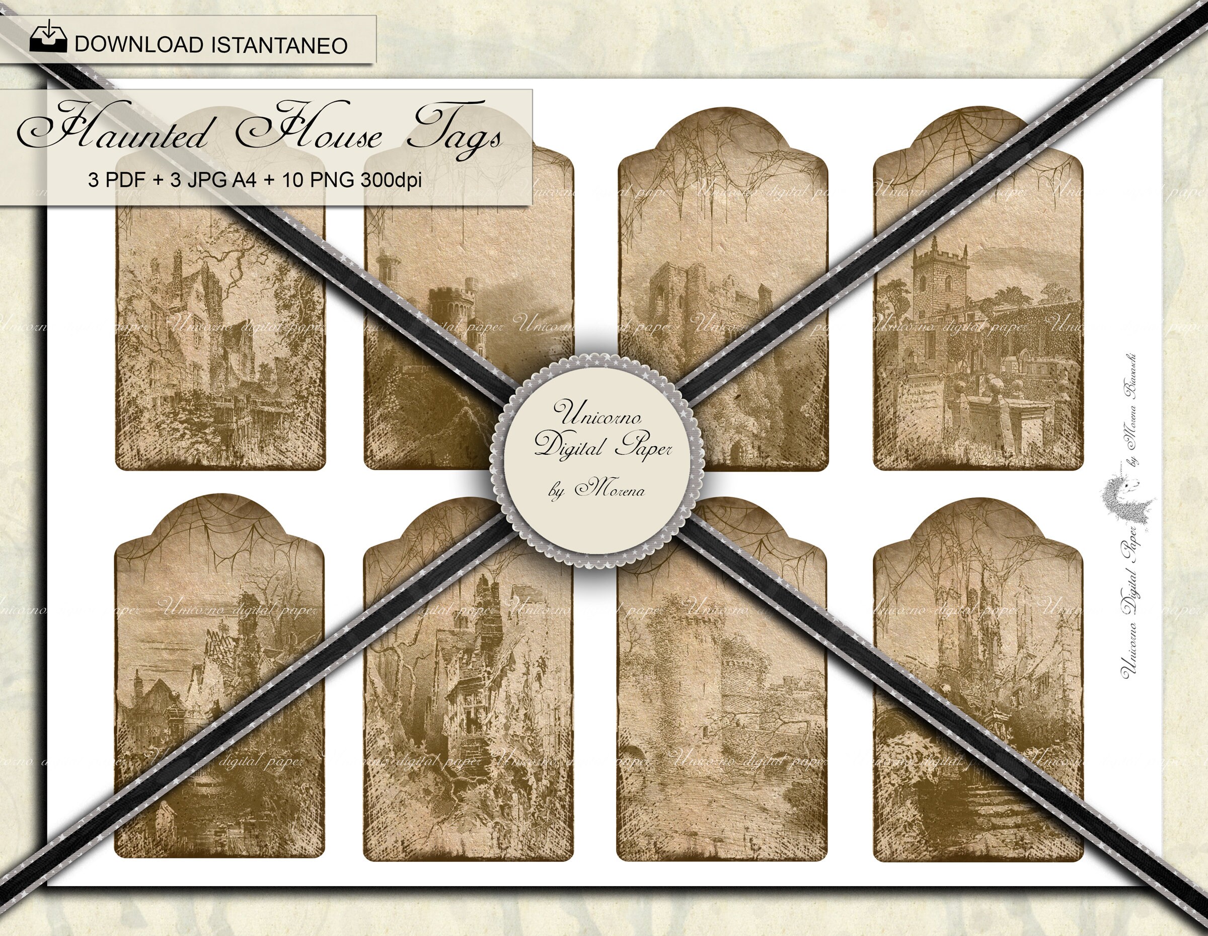 HAUNTED HOUSE Tags, Junk Journal Tags Ephemera Pack, Label, Paper ...