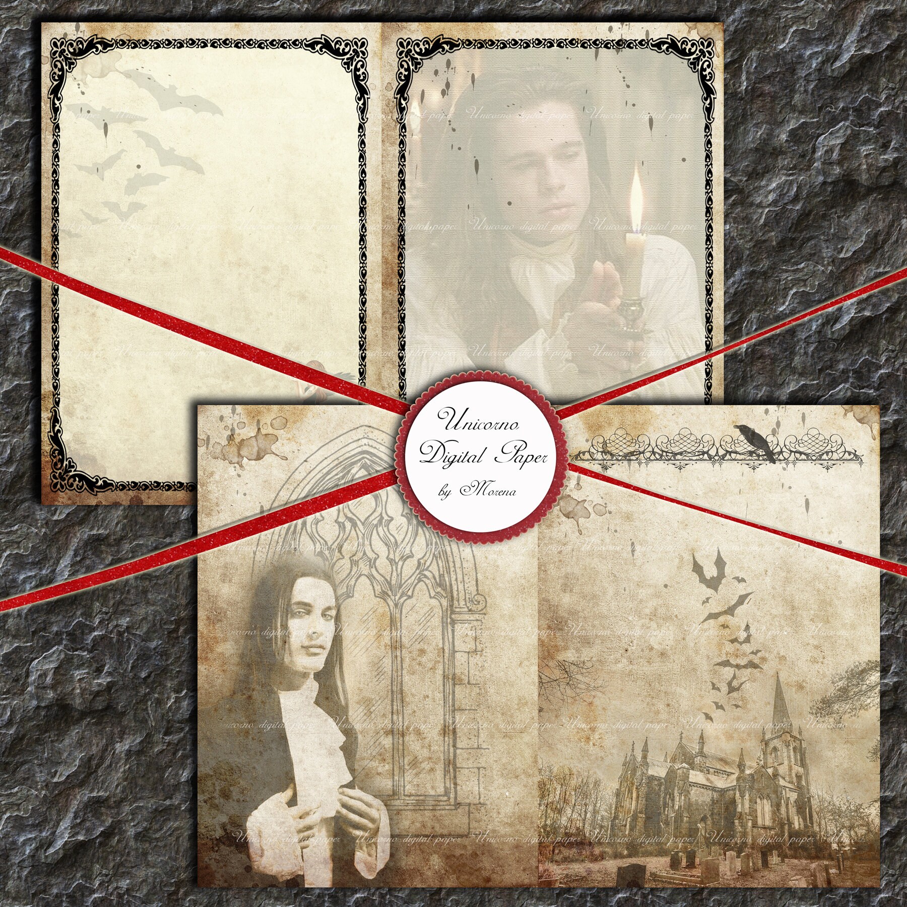 VAMPIRE GOTHIC Journal Diaries Romantic Scrapbook paper for | Etsy