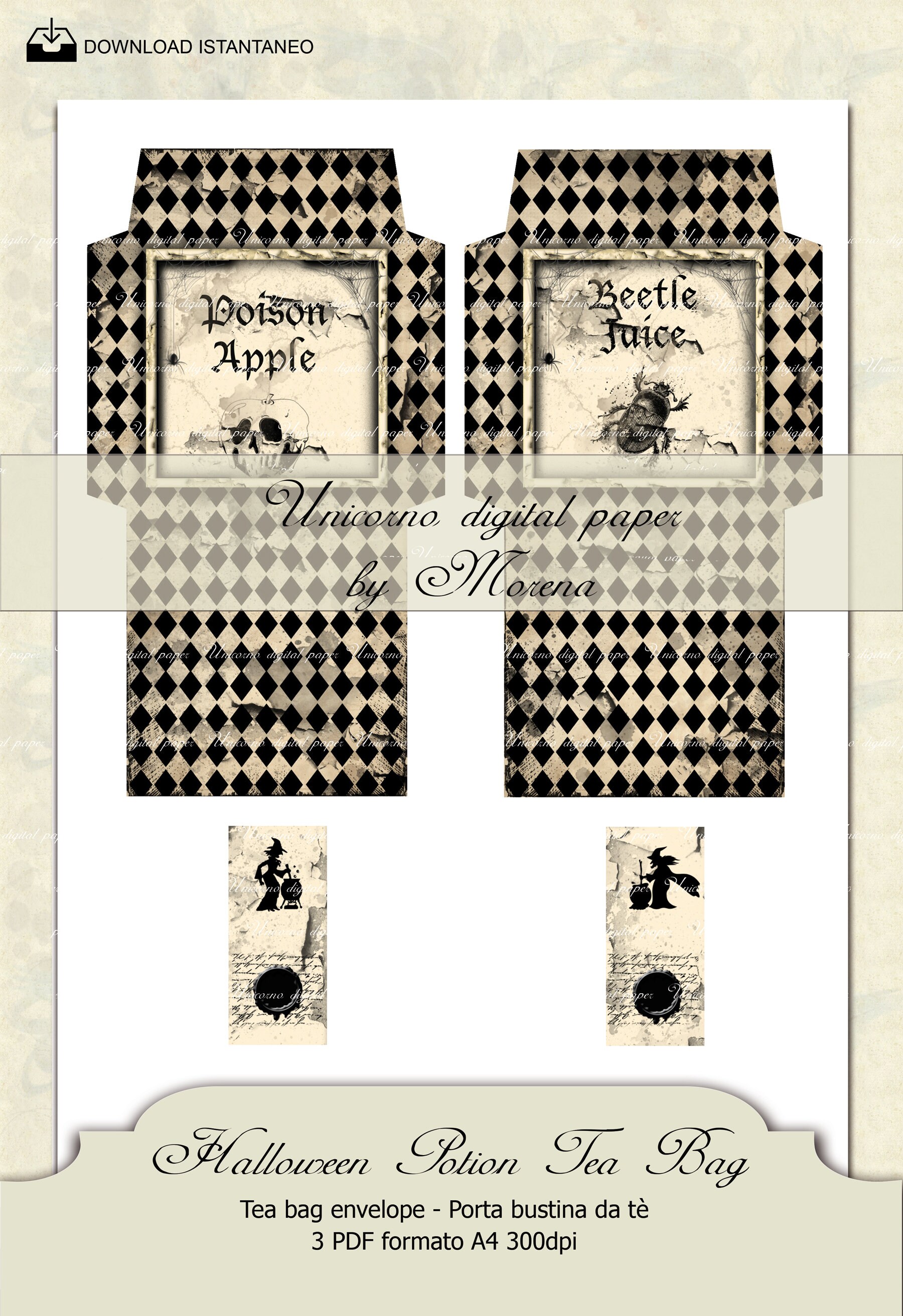 Halloween Potions Tea Bags Tea Bag Holder Tea Envelope | Etsy