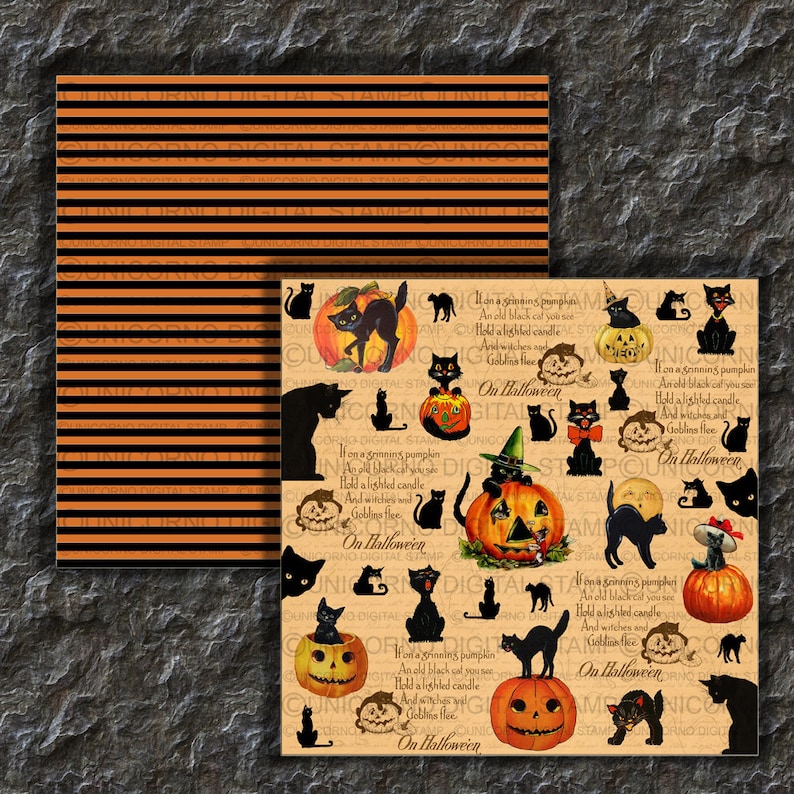 HALLOWEEN SCRAPBOOK Halloween decorations digital paper for | Etsy