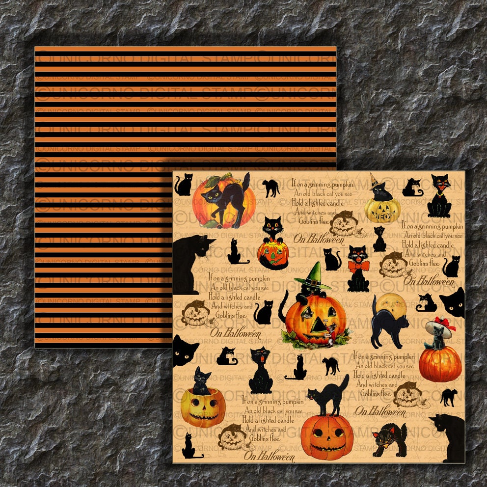 HALLOWEEN SCRAPBOOK Halloween Decorations Digital Paper for - Etsy