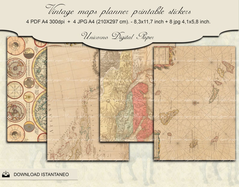 Vintage Maps Label MAPS Themed Stickers Printable Mini - Etsy UK