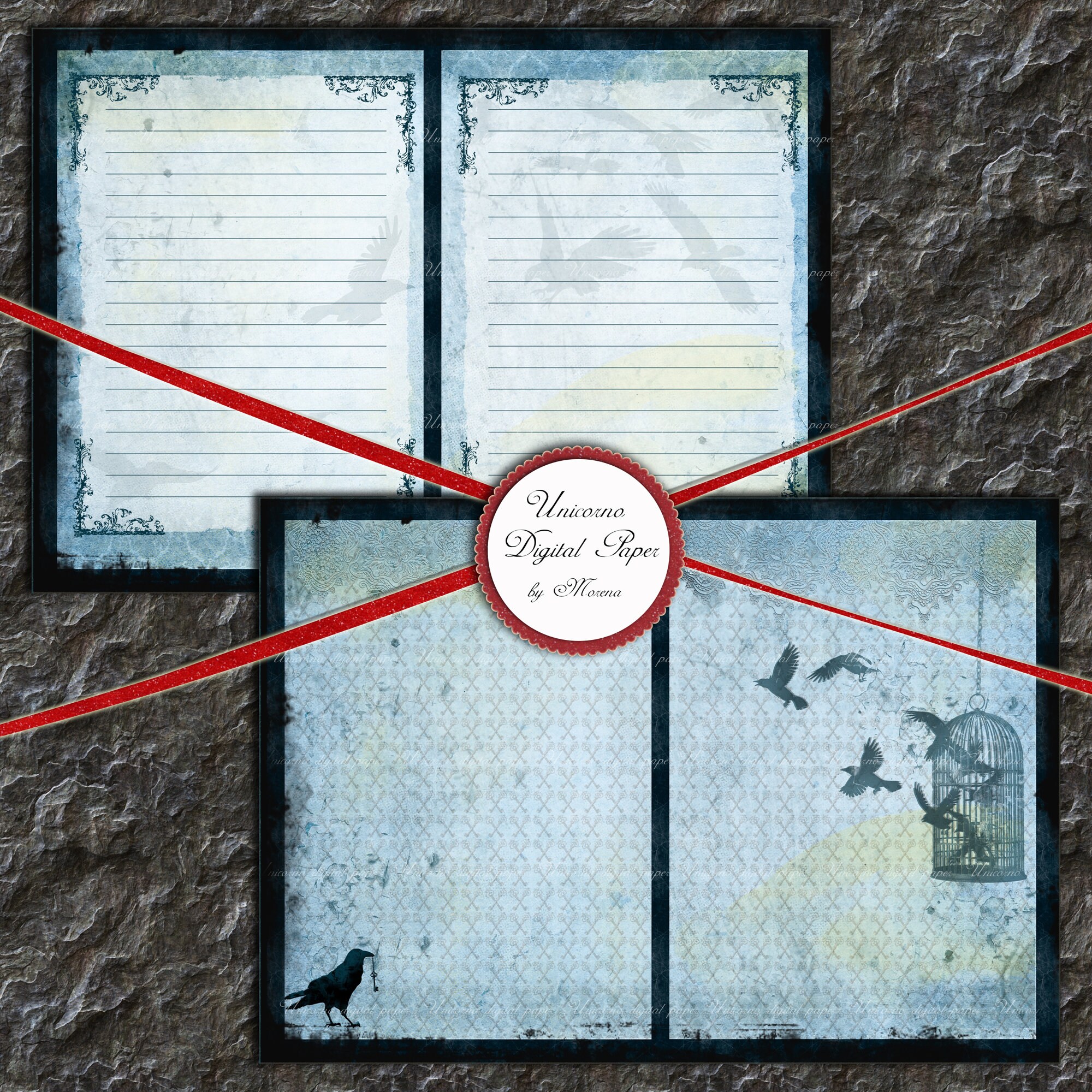 GOTHIC Journal Raven Diaries Romantic Scrapbook Paper for | Etsy