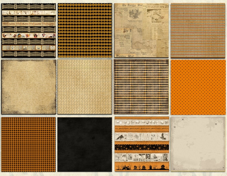 Halloween Paper Pack 12 X 12 Inch, Scrapbook Vintage Halloween - Etsy