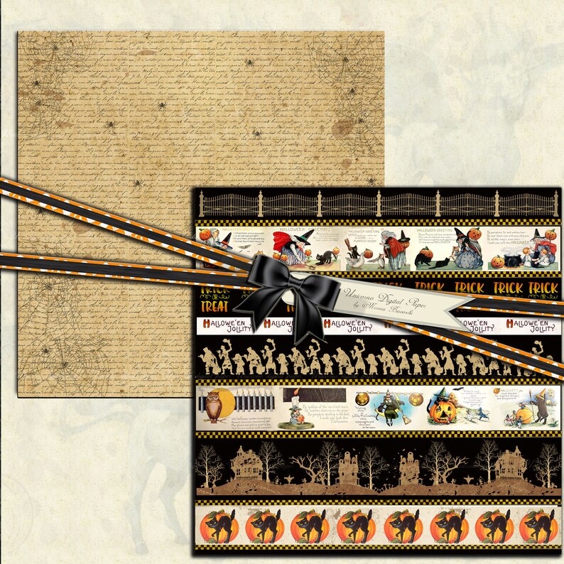 Halloween Paper Pack Scrapbook digital paper 12 x 12 inch. | Etsy