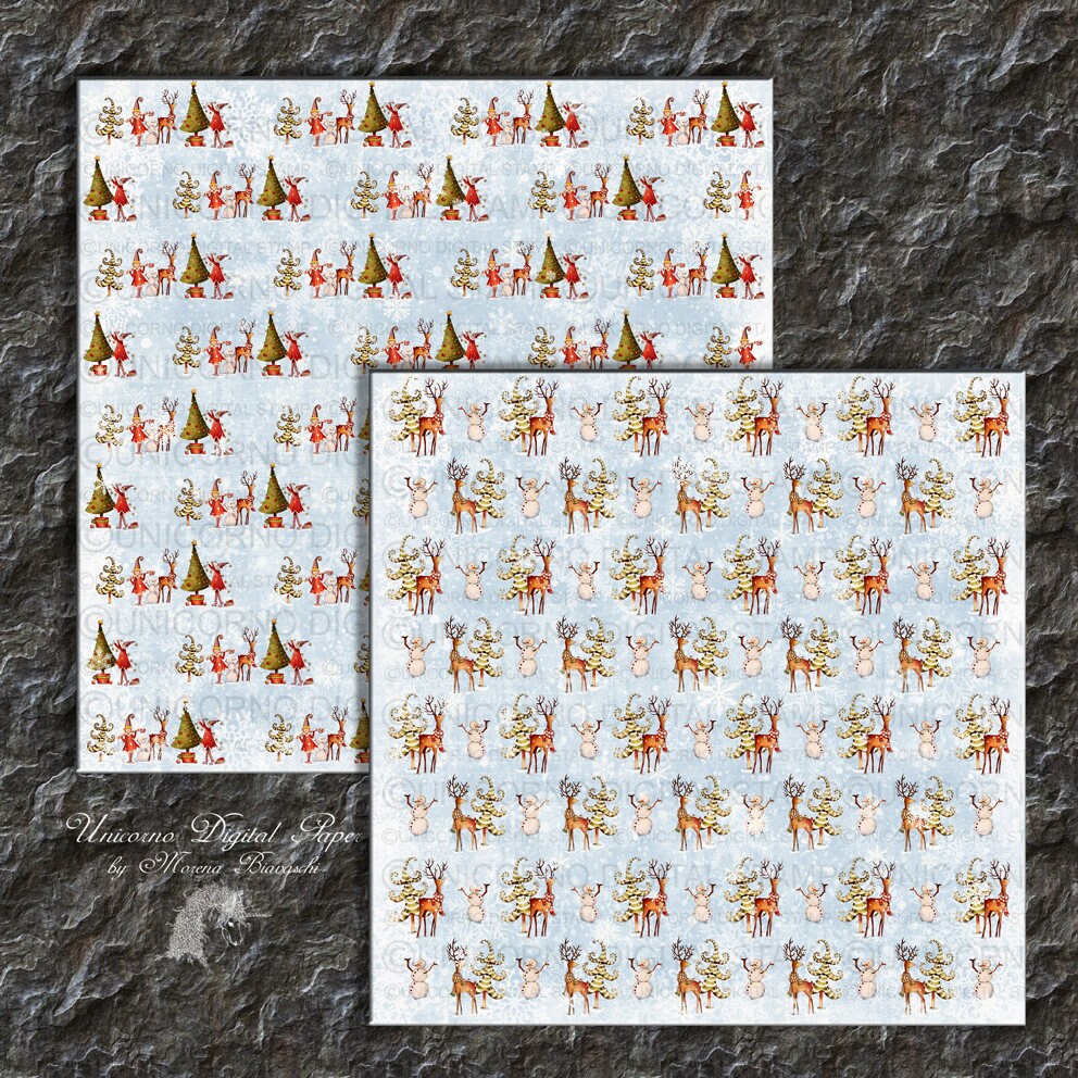 Christmas Digital Paper Pack ELF Santa Reindeer Snowman - Etsy