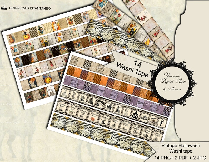 Witches Potions Halloween Printable Washi Tape Strips and - Etsy