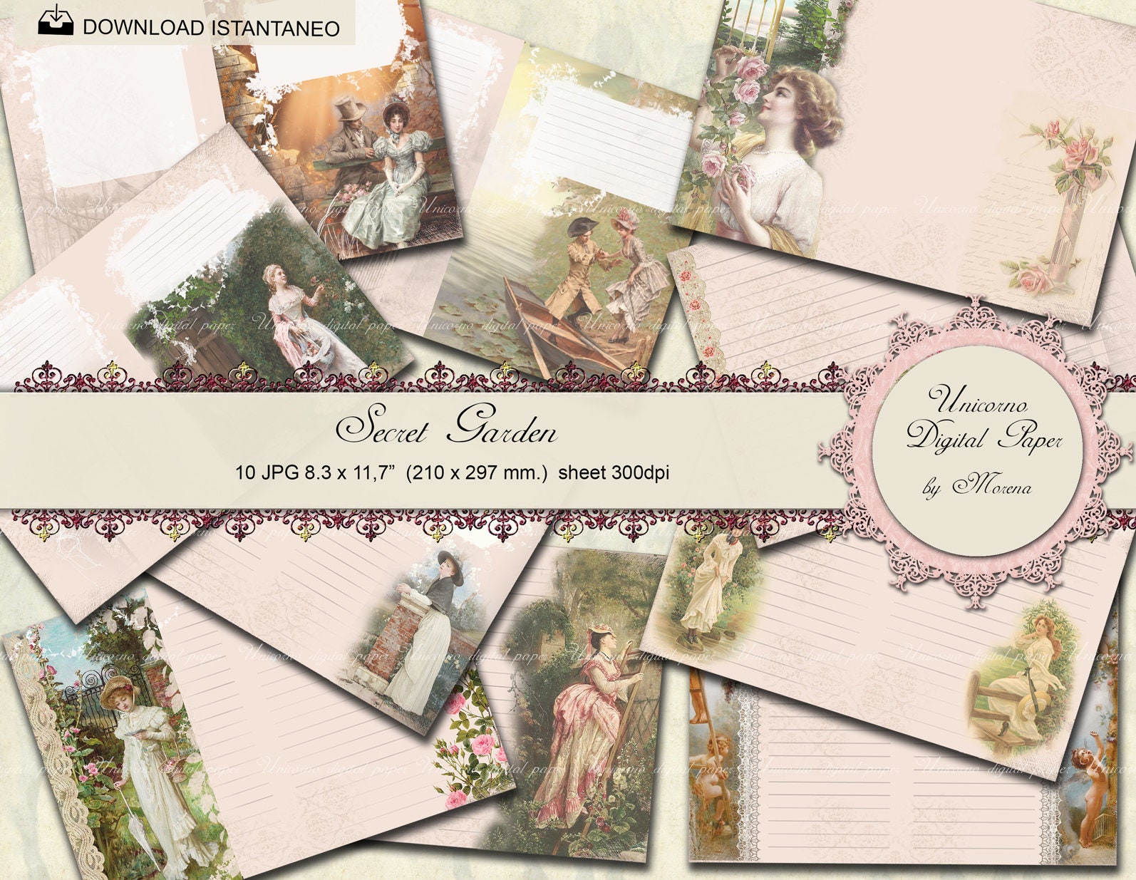 Secret garden printable pages 8.5 x 11 inch paper pack - Etsy 日本
