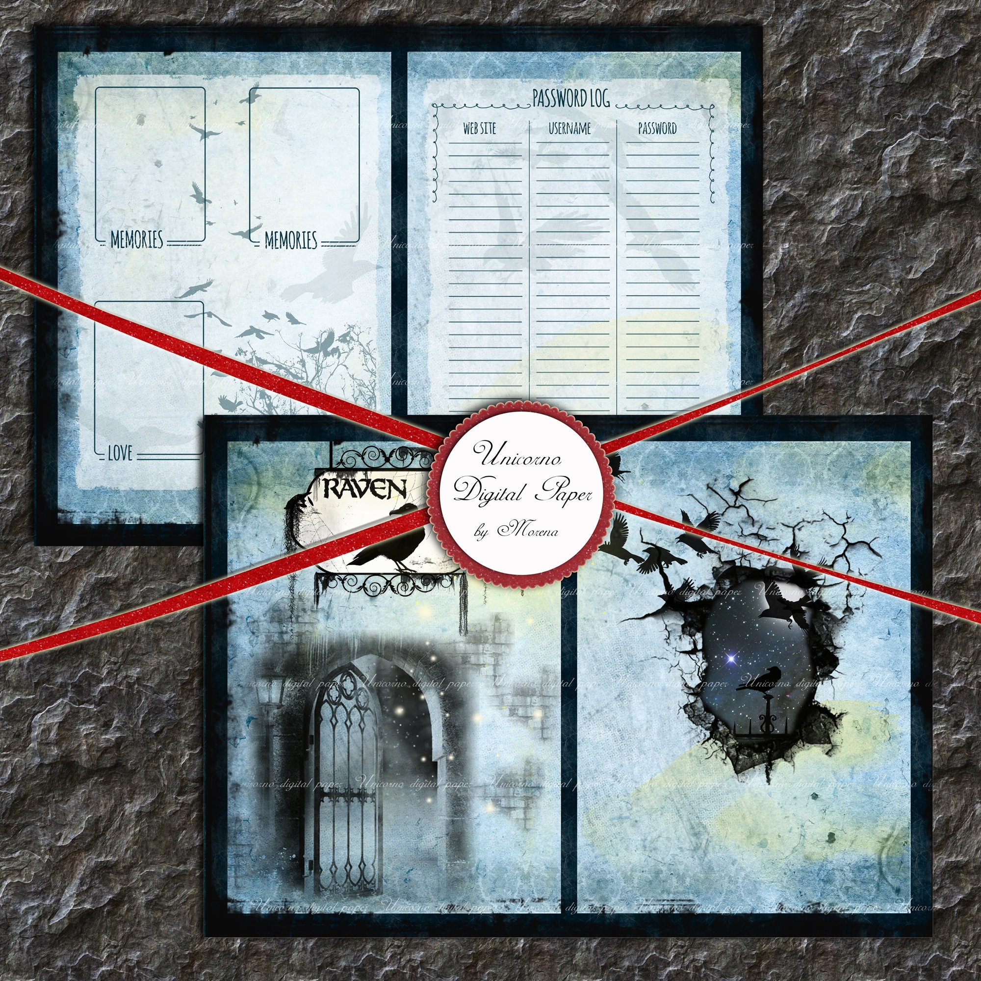 GOTHIC Journal, Raven, Diaries Romantic Scrapbook Paper for Gothic ...