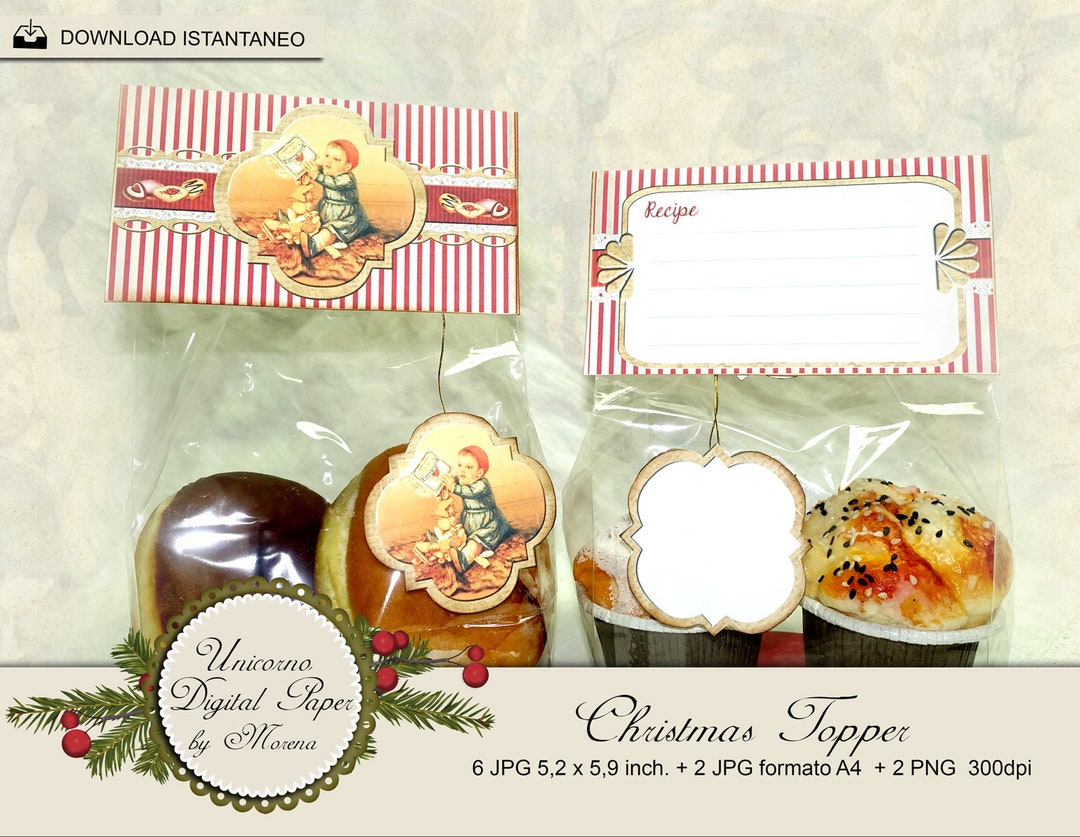 Christmas BAG TOPPER, Cookie Bag Toppers or Candy Bag Toppers, Instant ...