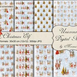 Christmas Digital Paper Pack, ELF, Santa, Reindeer, Snowman Printable ...