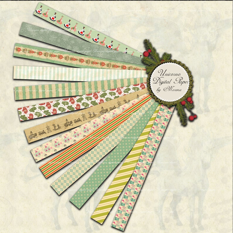 Christmas Printable Washi Tape Strips and Borders, 23 Digital Designs ...