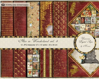 ALICE'S Adventures in Wonderland Darkdigital Paper Pack | Etsy
