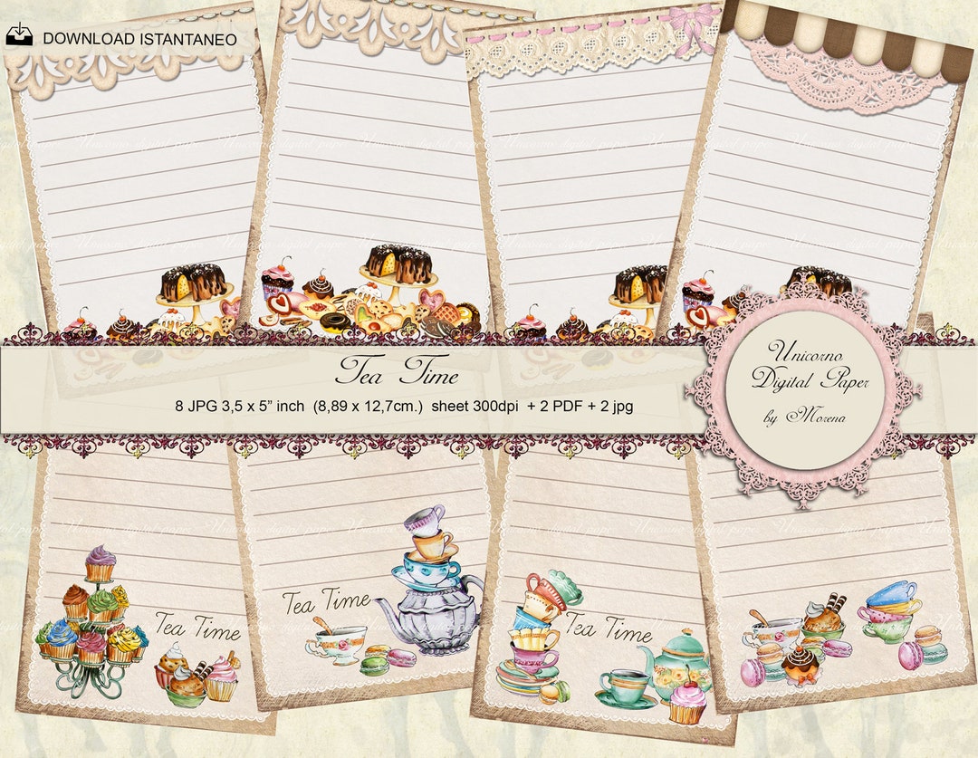 TEA PARTY papel digital Pack, álbum de scrapbooking, - Etsy España