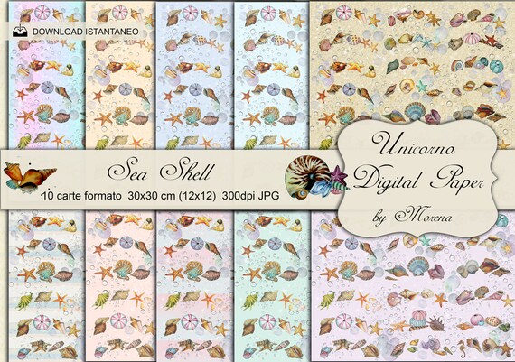SEASHELL PATTERN Digital Paper Ocean Scrapbook Seashell | Etsy