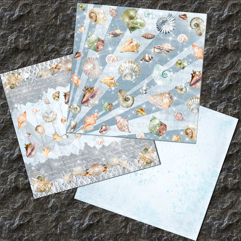 SEA SHELL Carta digitaleMare Carte per scrapbook Oceano - Etsy Italia