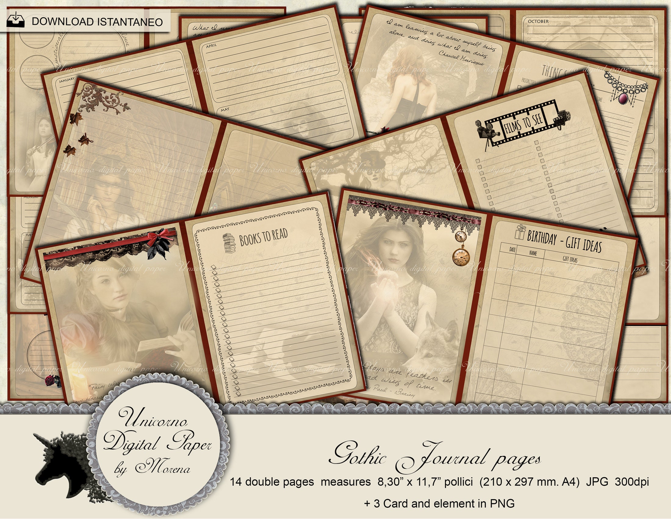 GOTHIC JOURNAL Art Journal kit Romantic Diary for gothic | Etsy