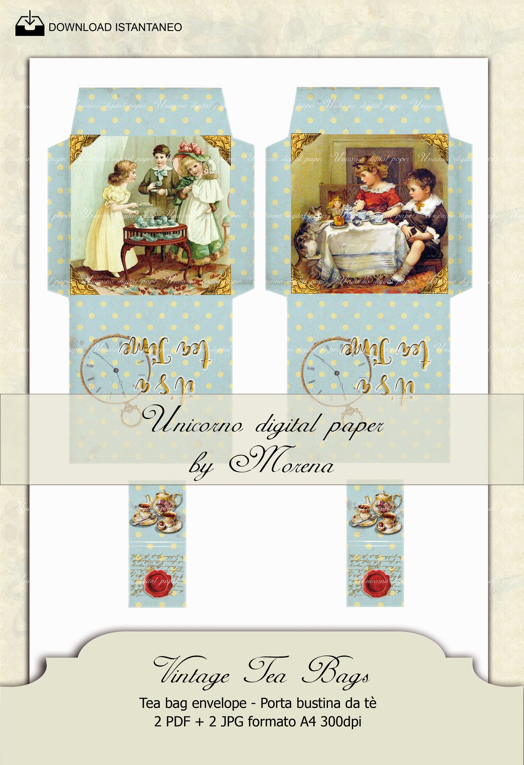 Vintage Tea Party TEA BAG ENVELOPES Printable Tea Bag Holder - Etsy