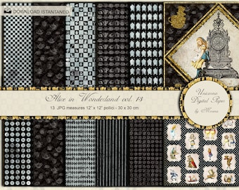 ALICE'S Adventures in Wonderland Darkdigital Paper Pack | Etsy
