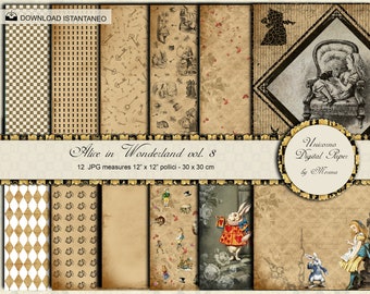 ALICE'S Adventures in Wonderland Scrapbook Digital Paper | Etsy