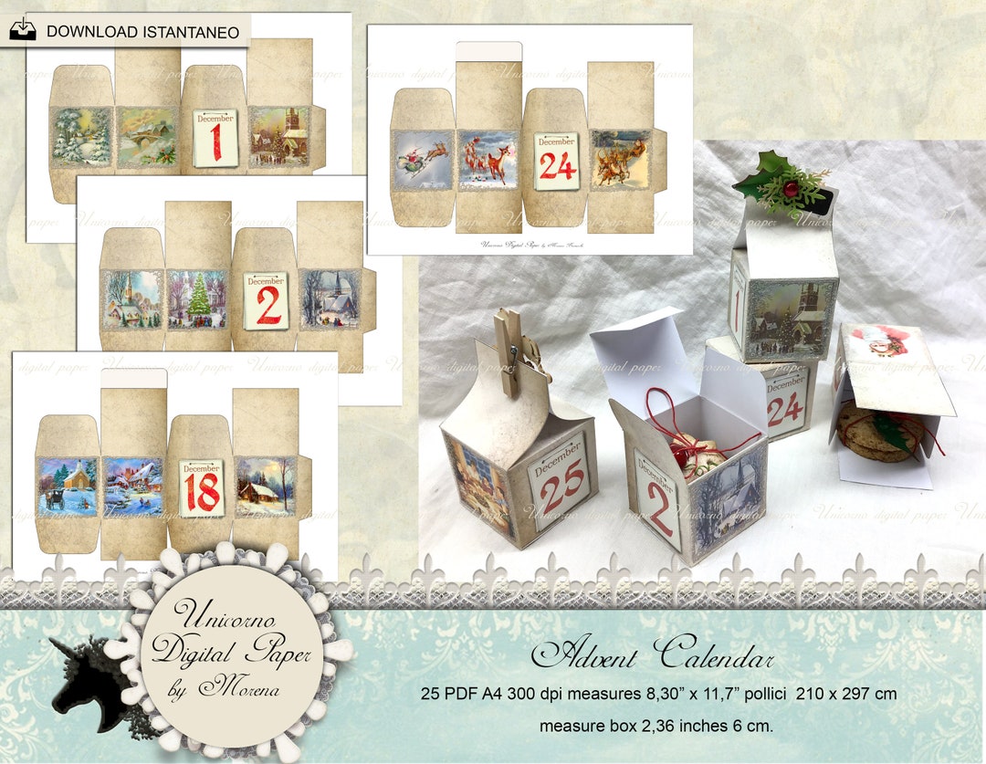 Advent Calendar Printable, Christmas Countdown, 3D Models Christmas Box ...