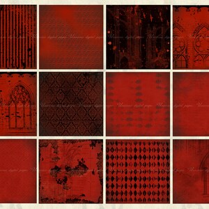 RED GRUNGE GOTHIC Digital Paper, Scrapbook Paper, Gothic Printables - Etsy