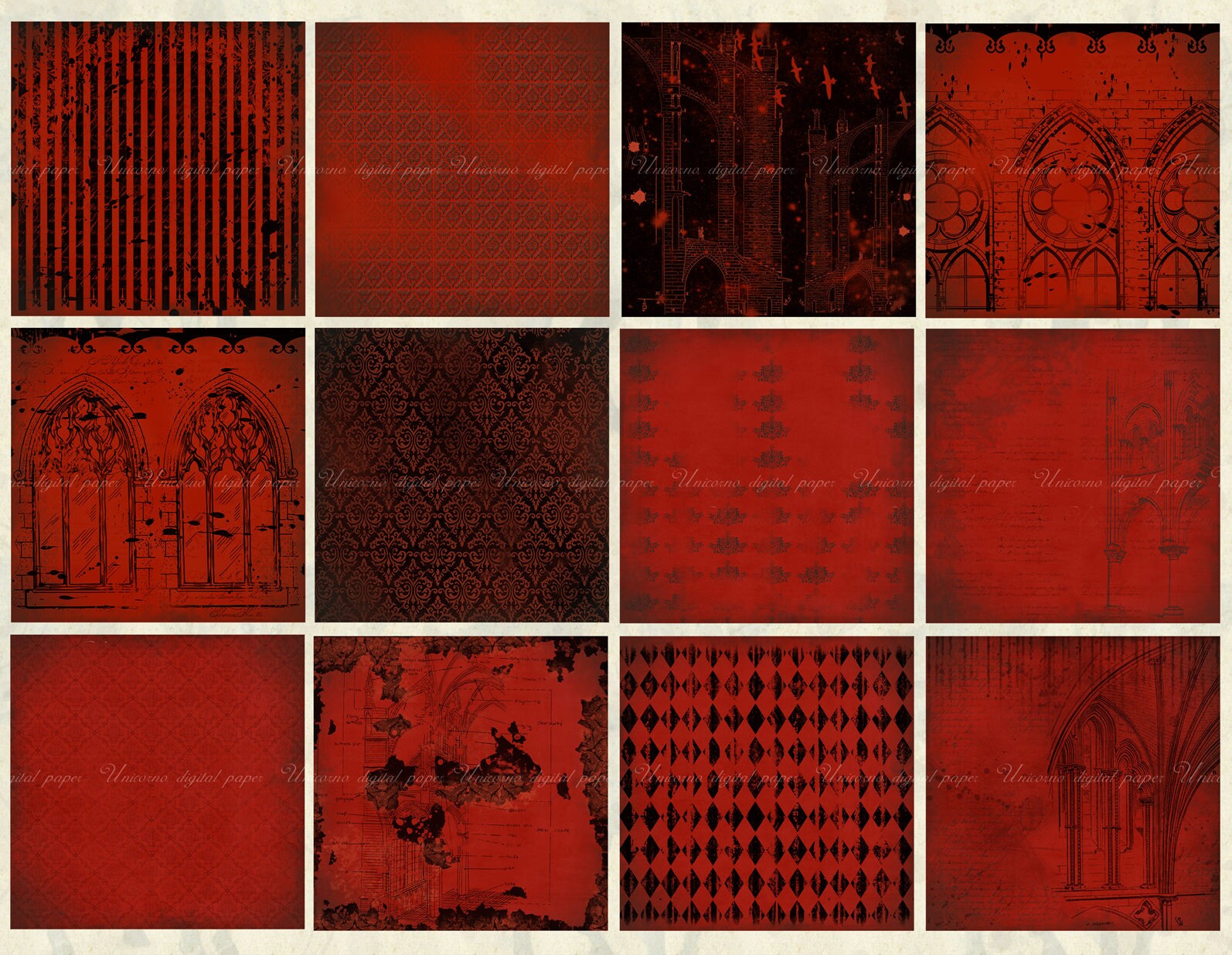 RED GRUNGE GOTHIC digital paper scrapbook paper gothic | Etsy
