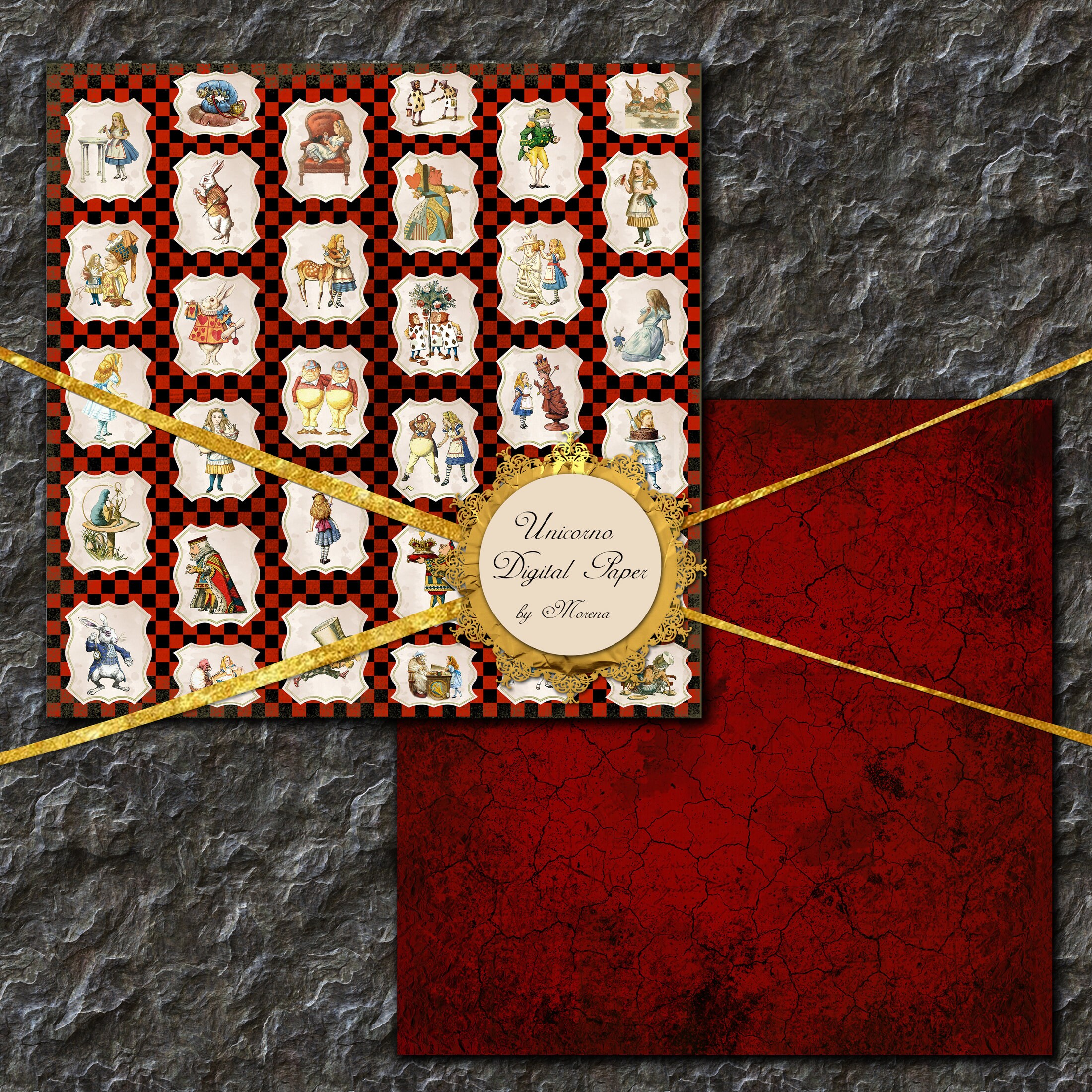 ALICE IN WONDERLAND Scrapbook, Wall Art, Kit Scrapbooking, Digital ...