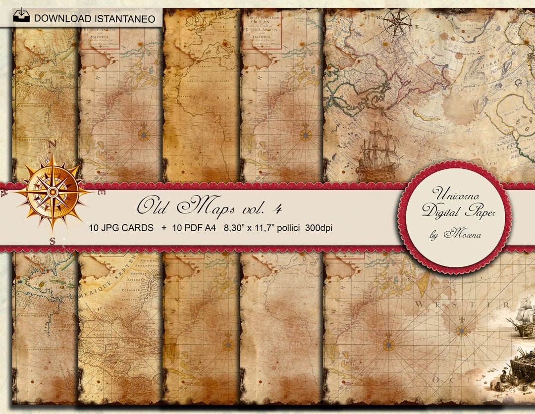 VINTAGE WORLD MAPS, Journaling, Nautical Paper, Digital Paper ...