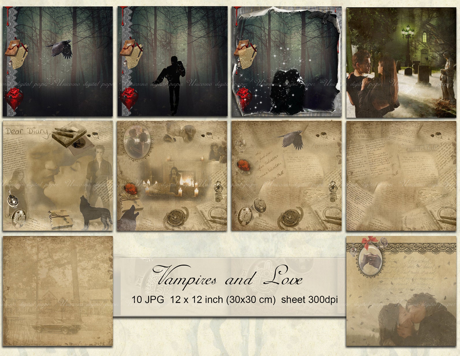 VAMPIRE DIARES Scrapbook Paper for Gothic Lovers - Etsy
