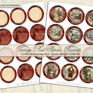 Vintage Red Santa, TAG and CIRCLES Image for Christmas, Vintage Card on ...