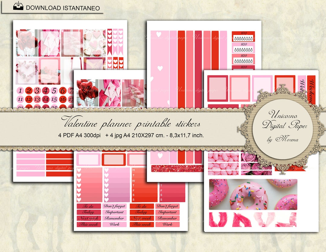 Valentine Day, Printable Mini Sticker Perfect for Planner, Journaling ...