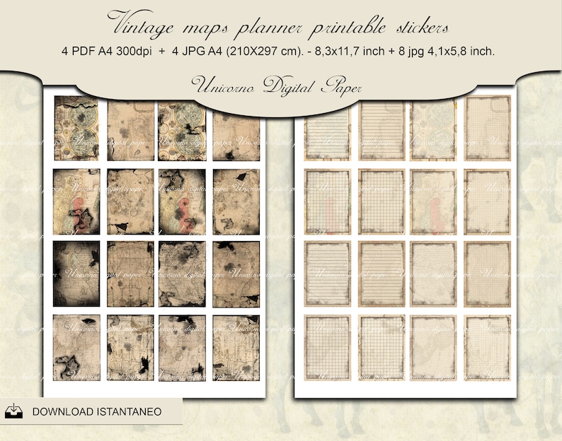 Vintage Maps label MAPS themed stickers printable mini | Etsy