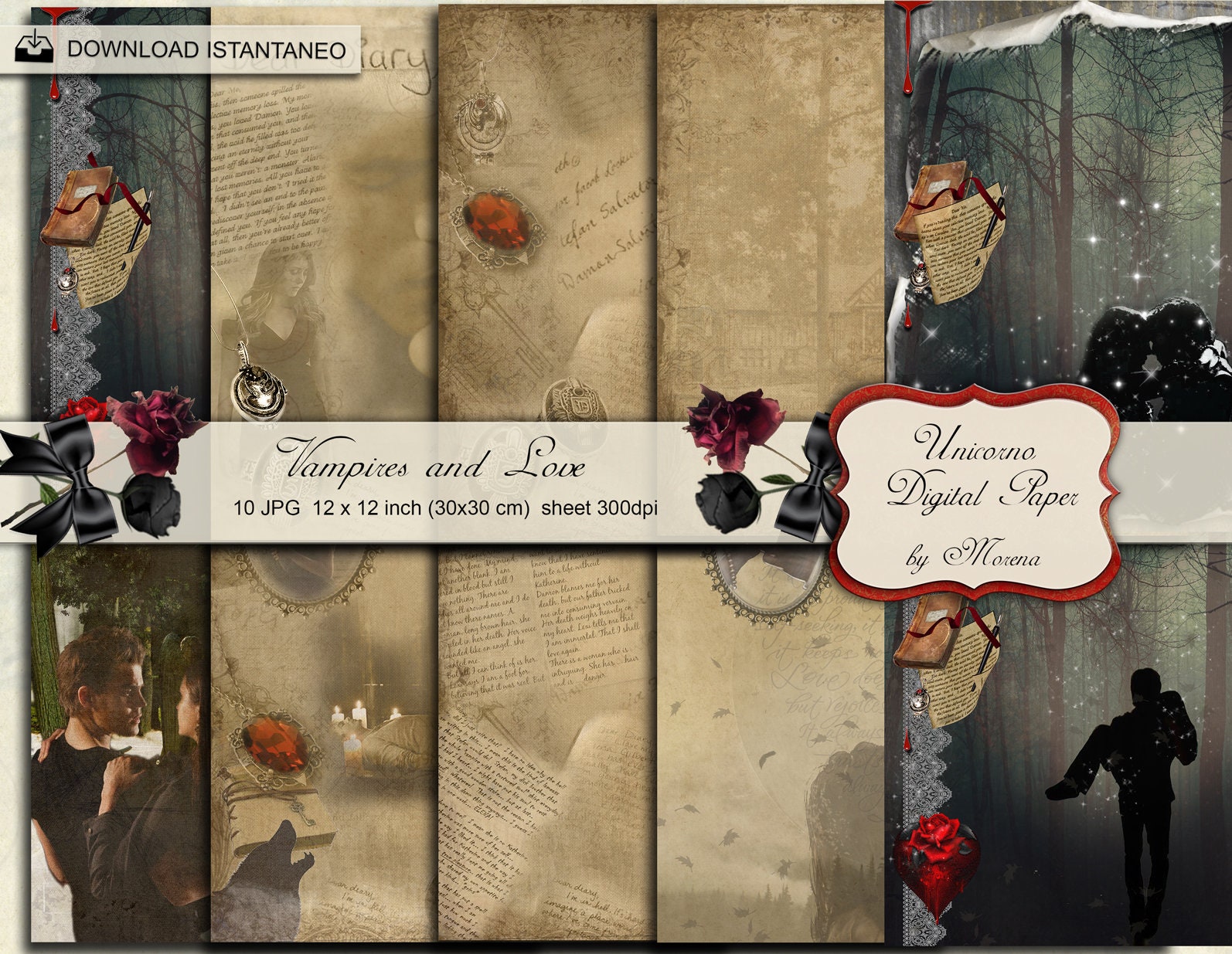 VAMPIRE DIARES, Scrapbook Paper for Gothic Lovers - Etsy