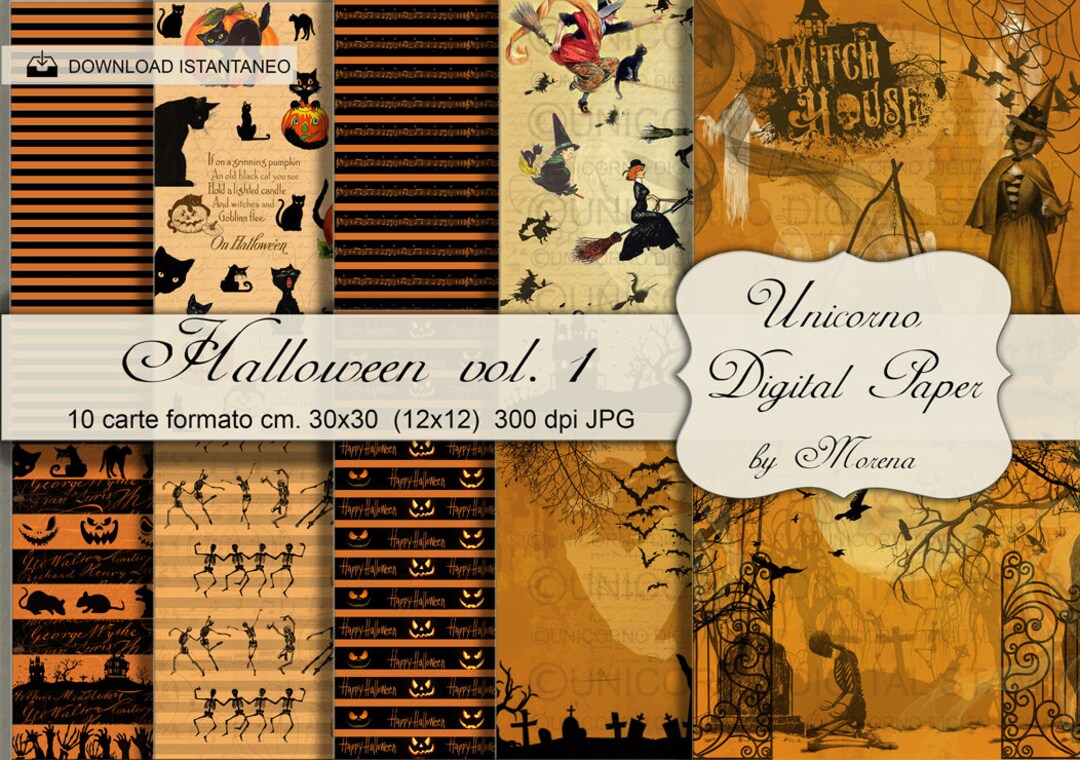 HALLOWEEN SCRAPBOOK, Halloween Decorations, Digital Paper for Your ...