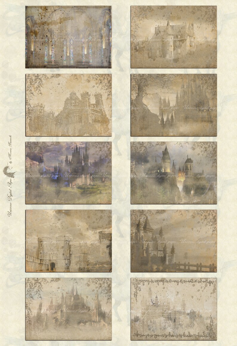 VINTAGE CASTLE Digital Paper, Scrapbook Paper, Gothic Printables - Etsy ...