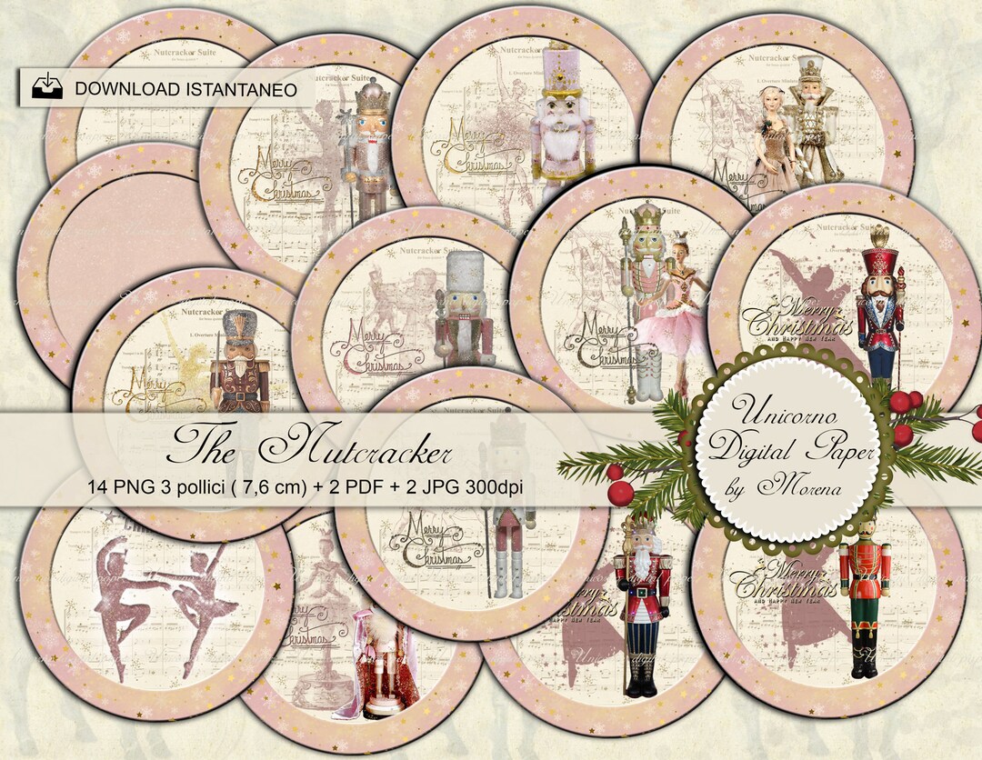 Nutcracker Rounds 3 Inch. Image for Christmas, Vintage Card on Ivory ...