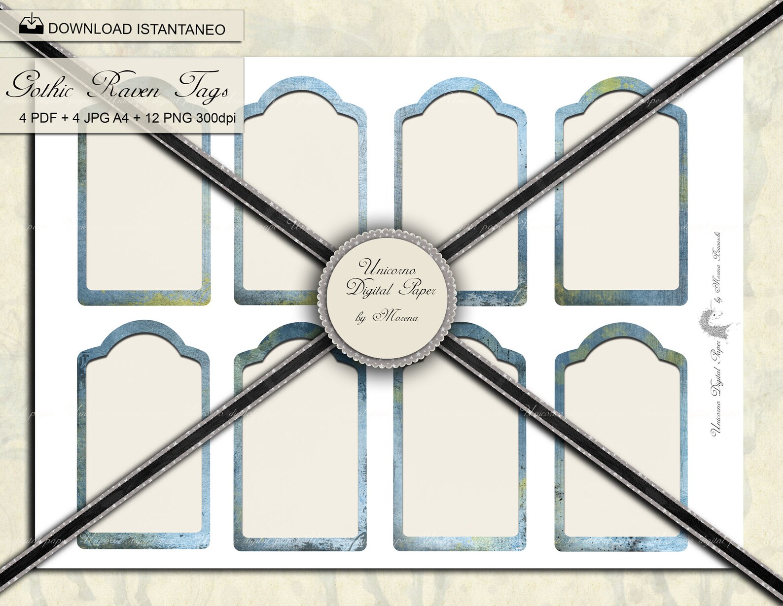 GOTHIC TAG RAVEN Printable Tags Paper Crafting Digital - Etsy