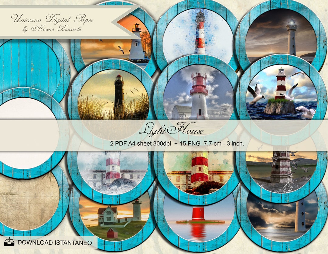Lighthouse, Tag and Circles 3 Inches - Etsy