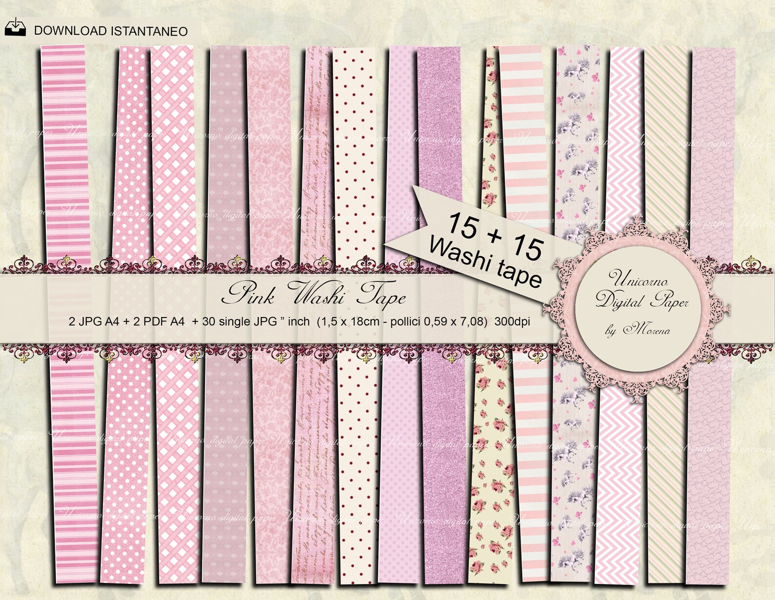 Pink Printable Washi Tape Strips and Borders 30 Designs - Etsy