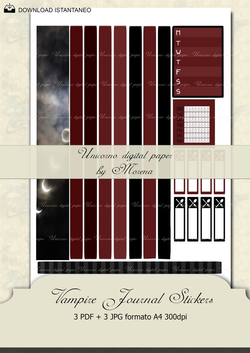 Printable Vampires Journal Stickers Digital Washi Tape TO-DO | Etsy