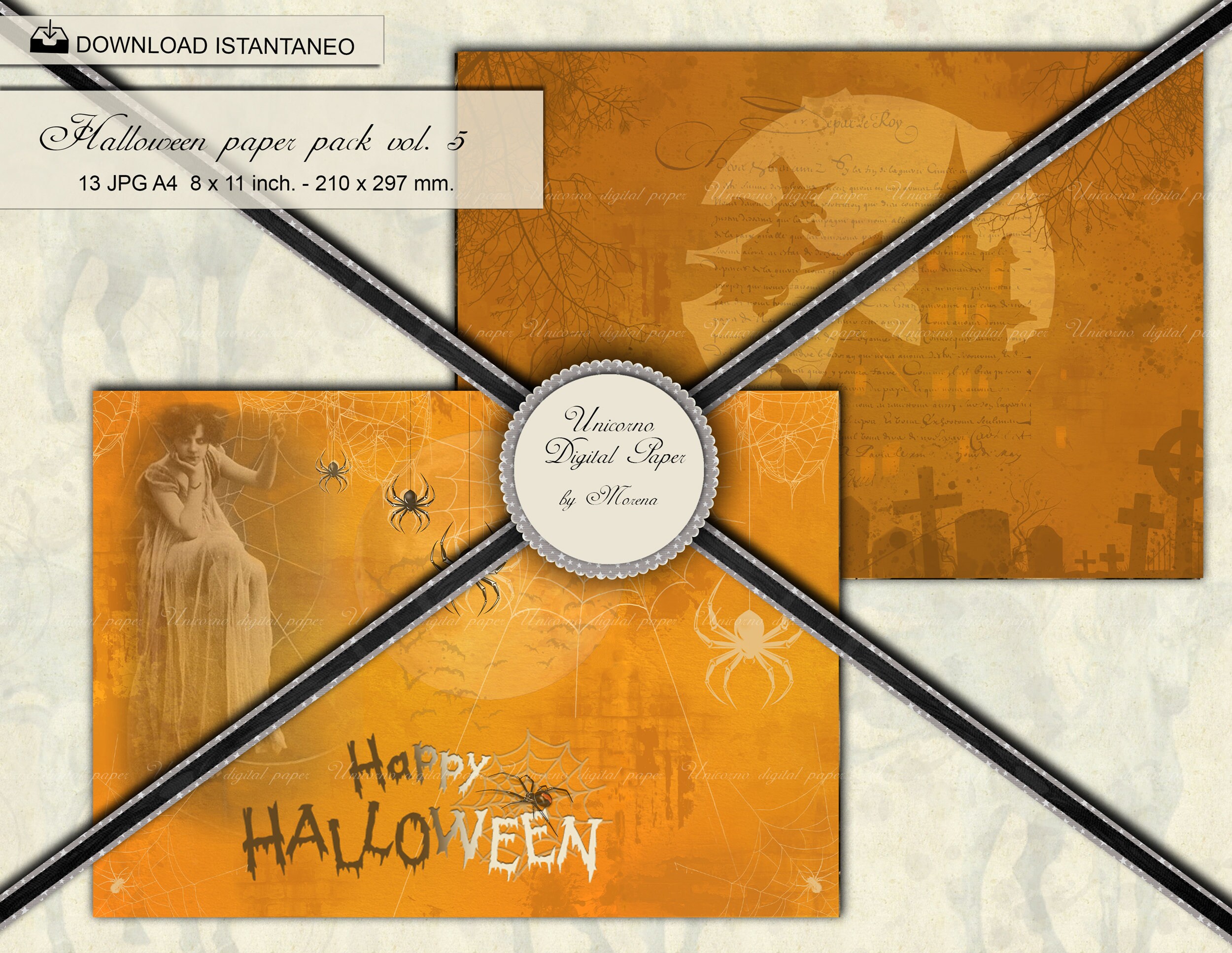 Halloween Paper Pack A4 8x11, Scrapbooking, Paper Crafting, Printable ...