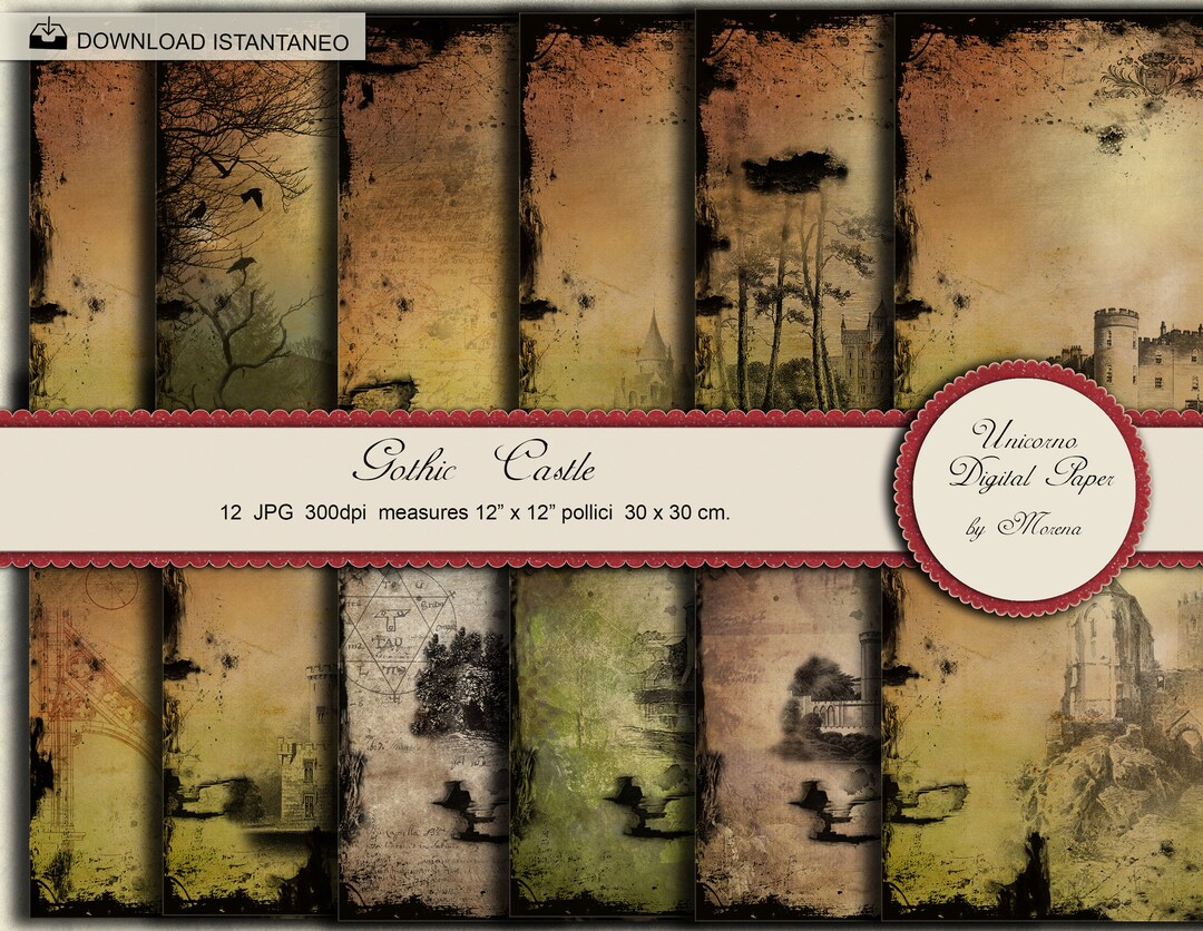 GOTHIC Castle Digital Paper, Scrapbook Paper, Gothic Printable - Etsy