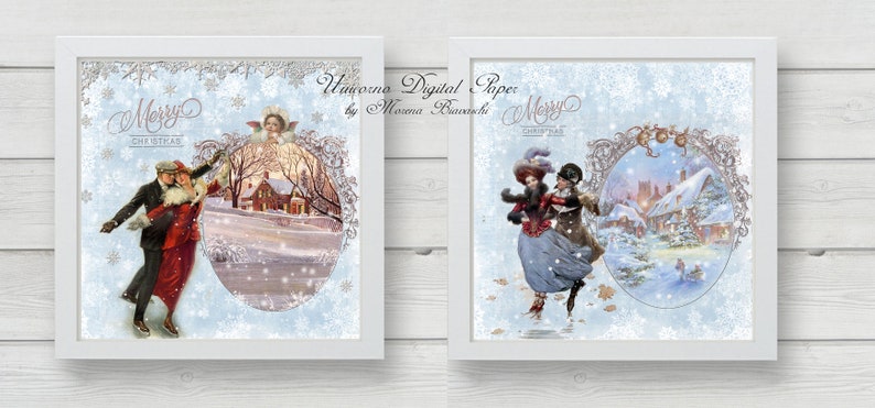 WINTER WONDERLAND, Tag, Digital Paper, Santa Claus, Labels, Christmas ...