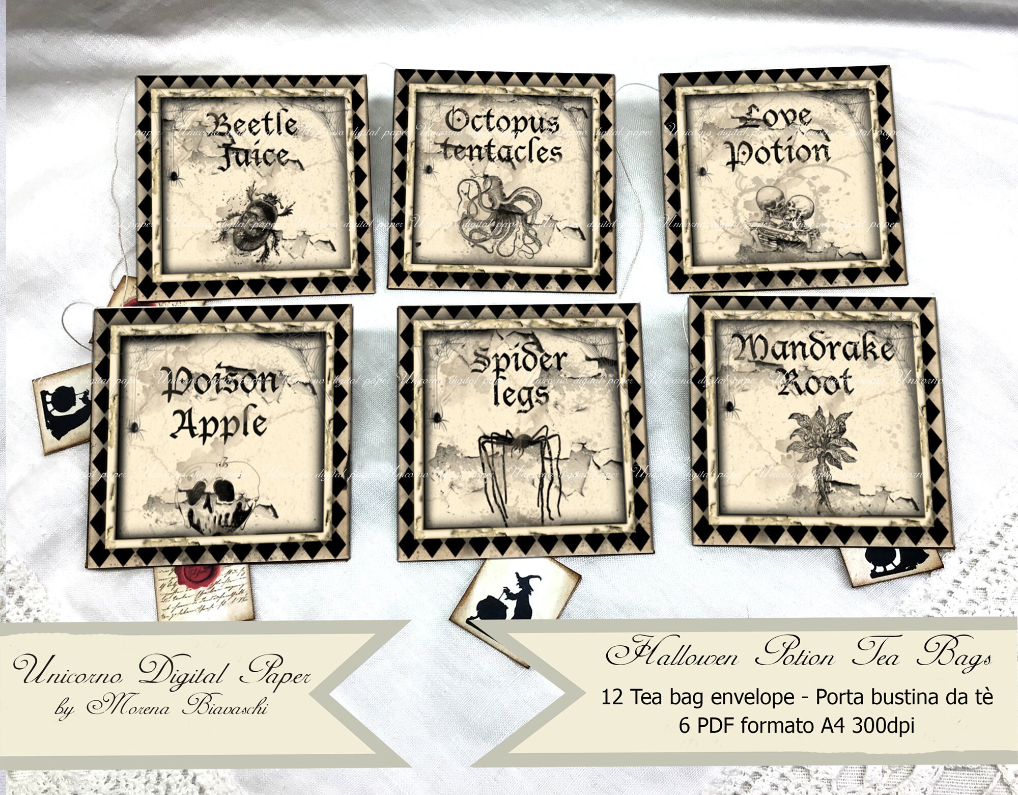 Halloween Potions Tea Bags Tea Bag Holder Tea Envelope | Etsy